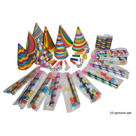 Kit cotillons 10 personnes | Accessoires fête colorés | Coolminiprix