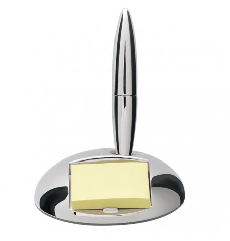 Support bloc-notes et stylo de bureau élégant en métal chromé